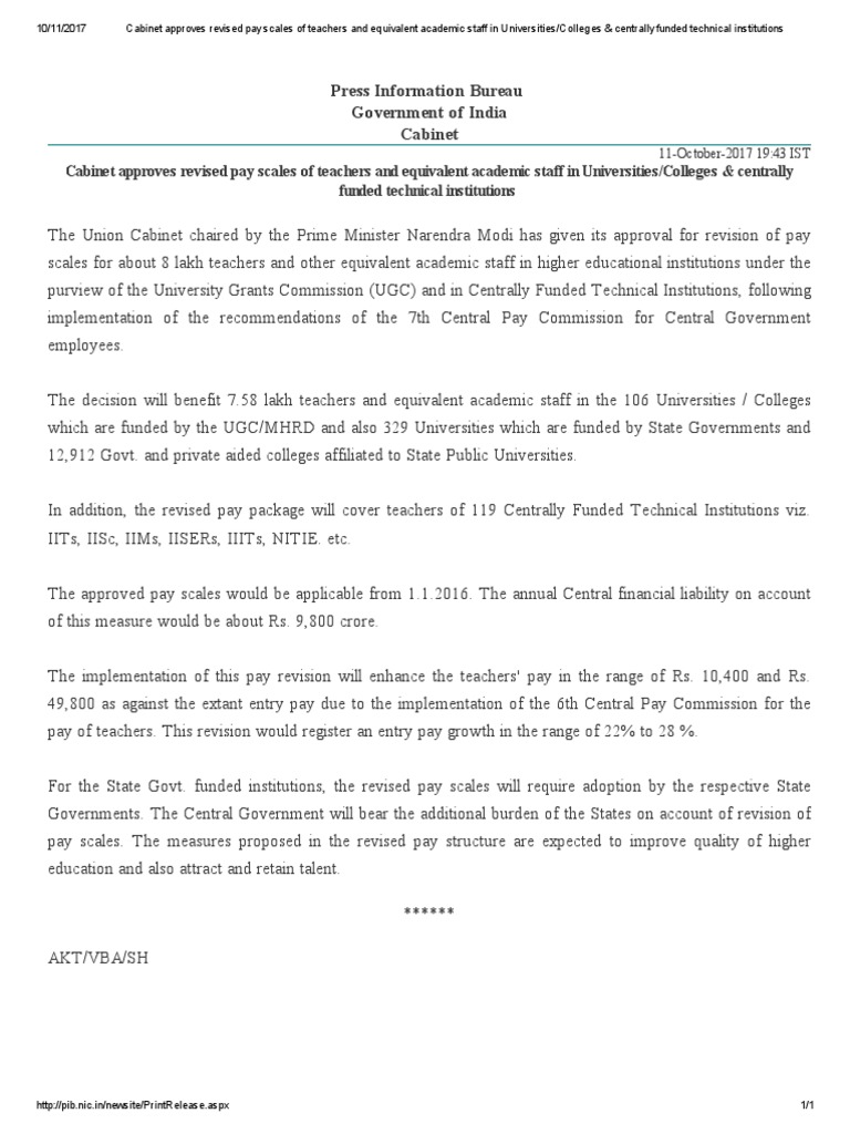 UGC 7th Pay Matrix Approval Summary | PDF | Government Of India | Policy