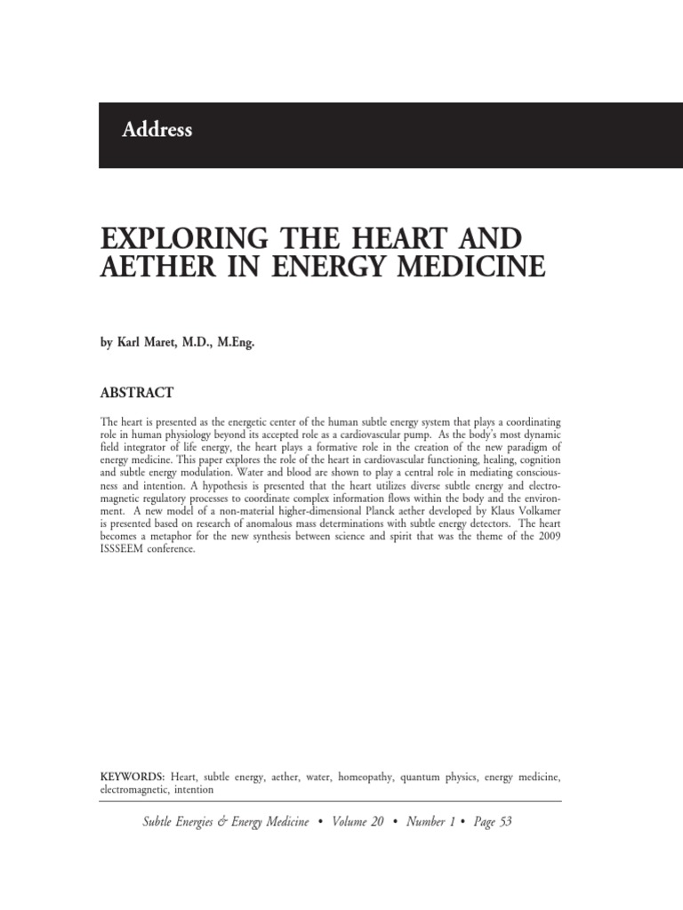 Exploring The Heart and Aether in Energy Medicine: Address | PDF ...