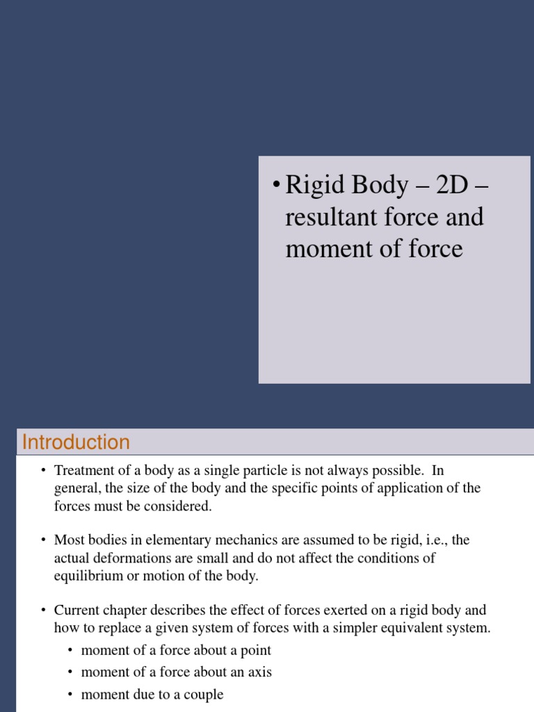 Rigid Body - 2D - Resultant Force and Moment of Force | PDF | Torque ...