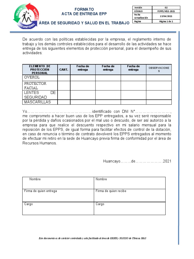 Formato de Entrega de EPPS 2021 | PDF | Business