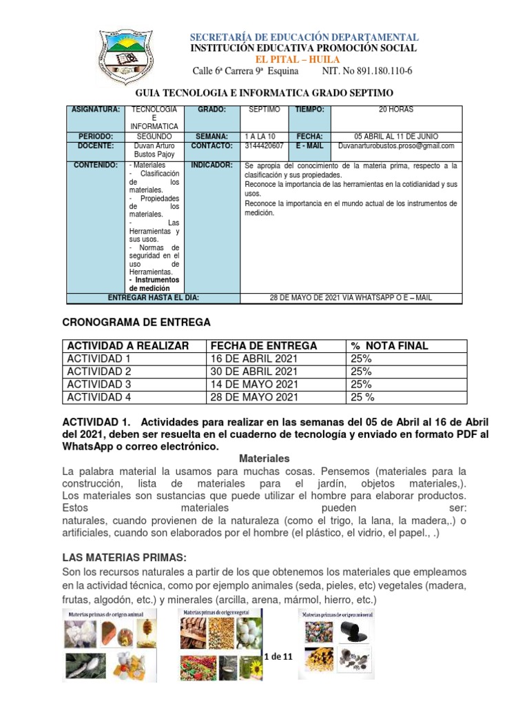 Guía de Materiales y Reciclaje 7° Grado | PDF | Balanza | Reciclaje