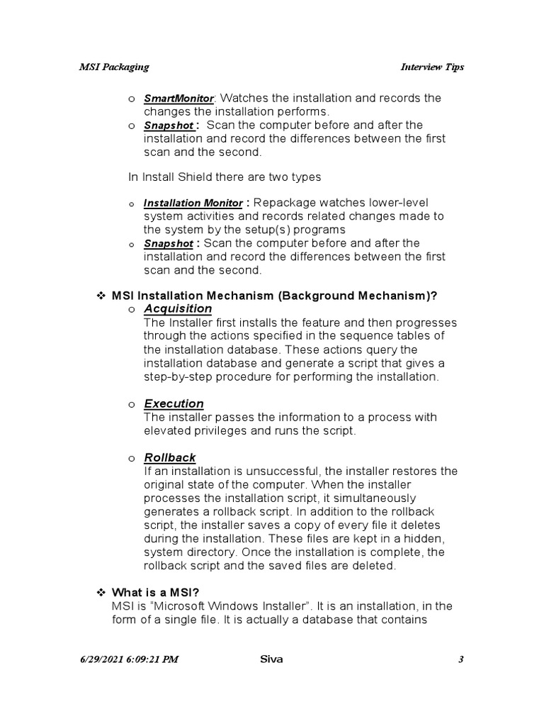 MSI Installation Mechanism | PDF