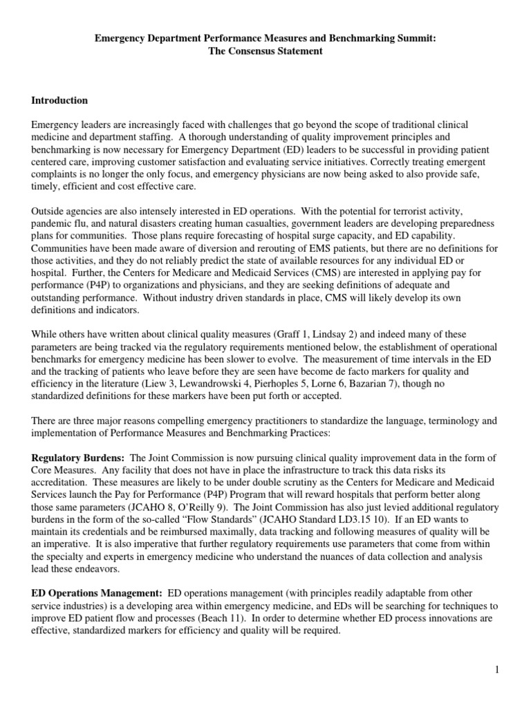EDPerformanceMeasures ConsensusStatement | PDF | Emergency Department ...