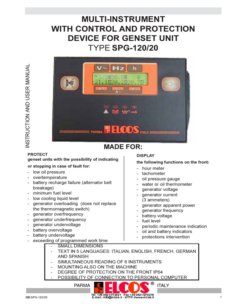 Multi-Instrument With Control and Protection Device For Genset Unit ...