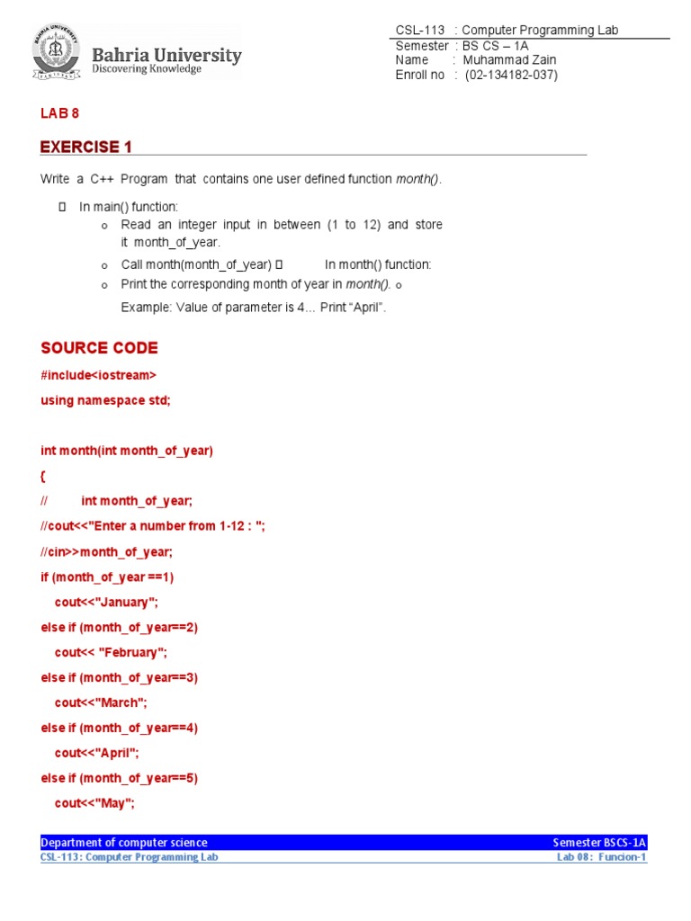 8 Function 1 | PDF | Subroutine | Integer (Computer Science)