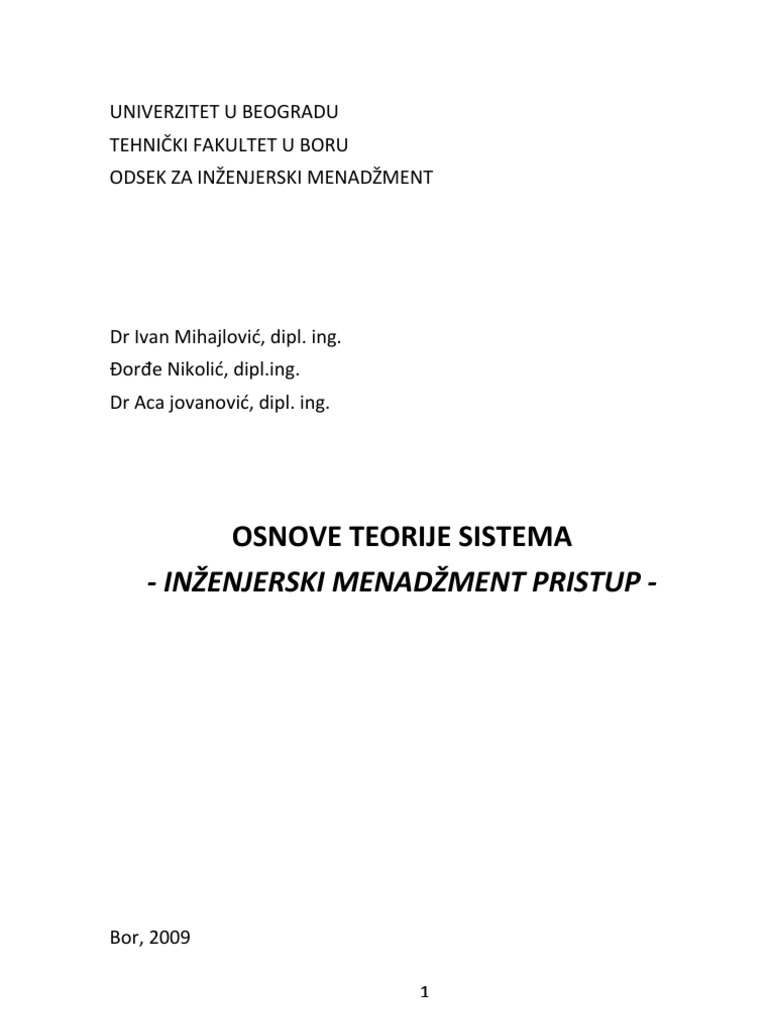 Teorija Sistema Skripta 2011 | PDF