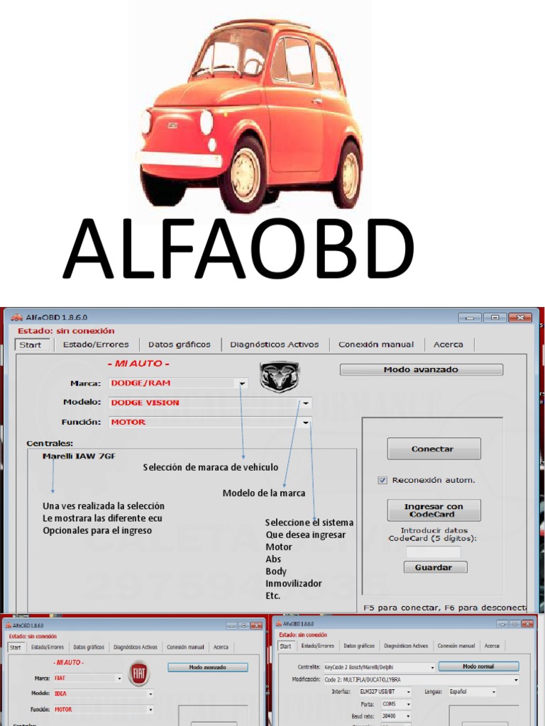 Guía de Uso de AlfaOBD para Diagnóstico | PDF | Hardware de la ...