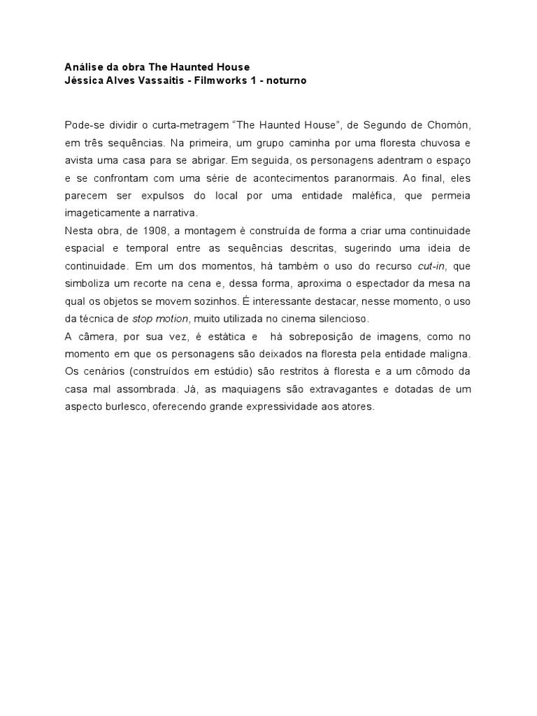 Análise Da Obra The Haunted House | PDF