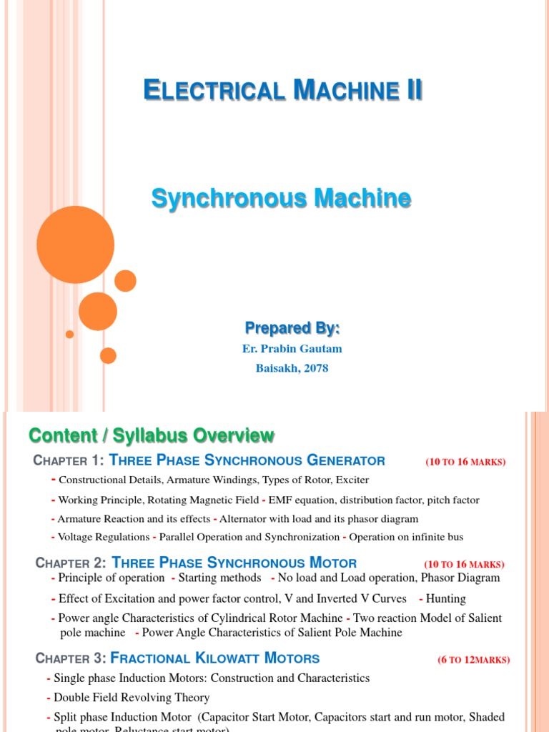 Synchronous Machine Lecture 1 | PDF | Electric Motor | Electromagnetic ...