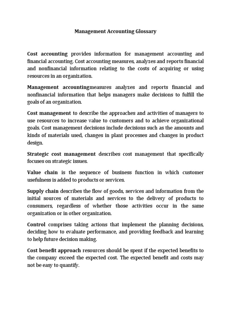 Management Accounting Terms Explained | PDF | Cost | Financial Accounting