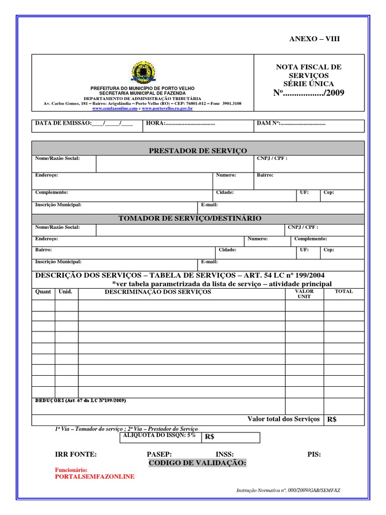 8 Modelo Padrao de Nota Fiscal Prestacao Servico Avulsa | PDF | Business | Negócios (geral)