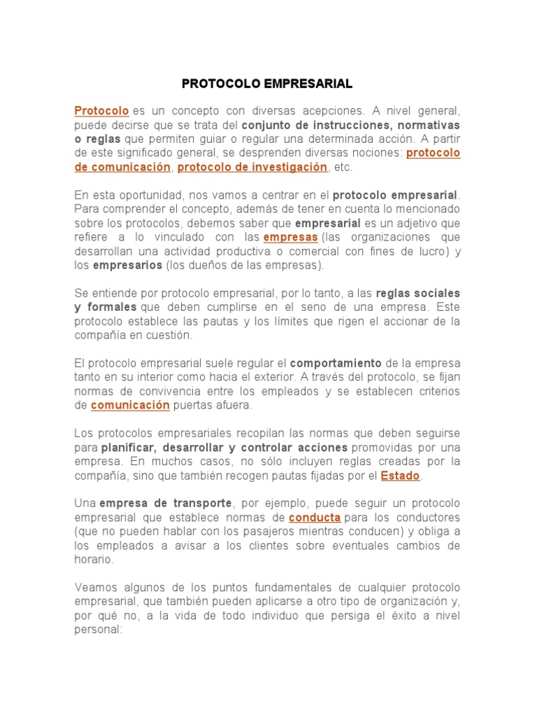 Protocolo Empresarial | PDF | Empresas | Información