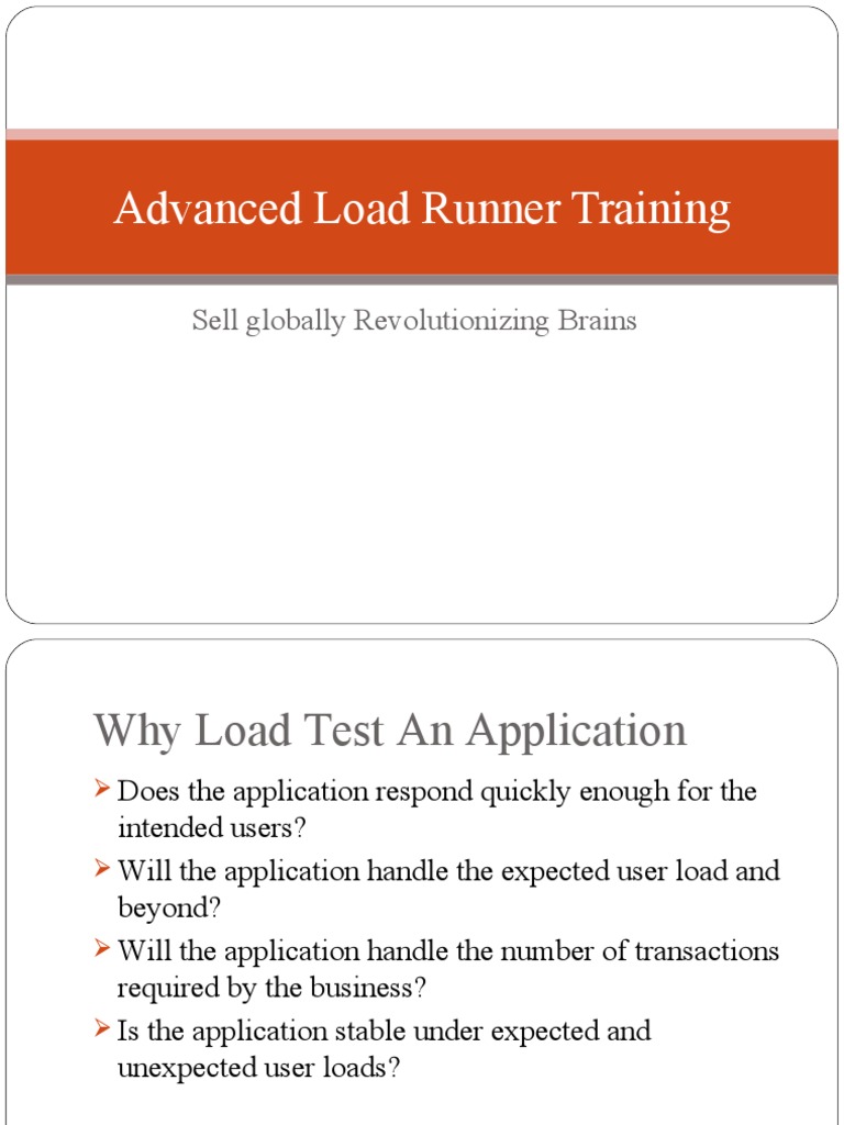 Advanced Load Runner Training Sell Globally Revolutionizing Brains Download Free Pdf 