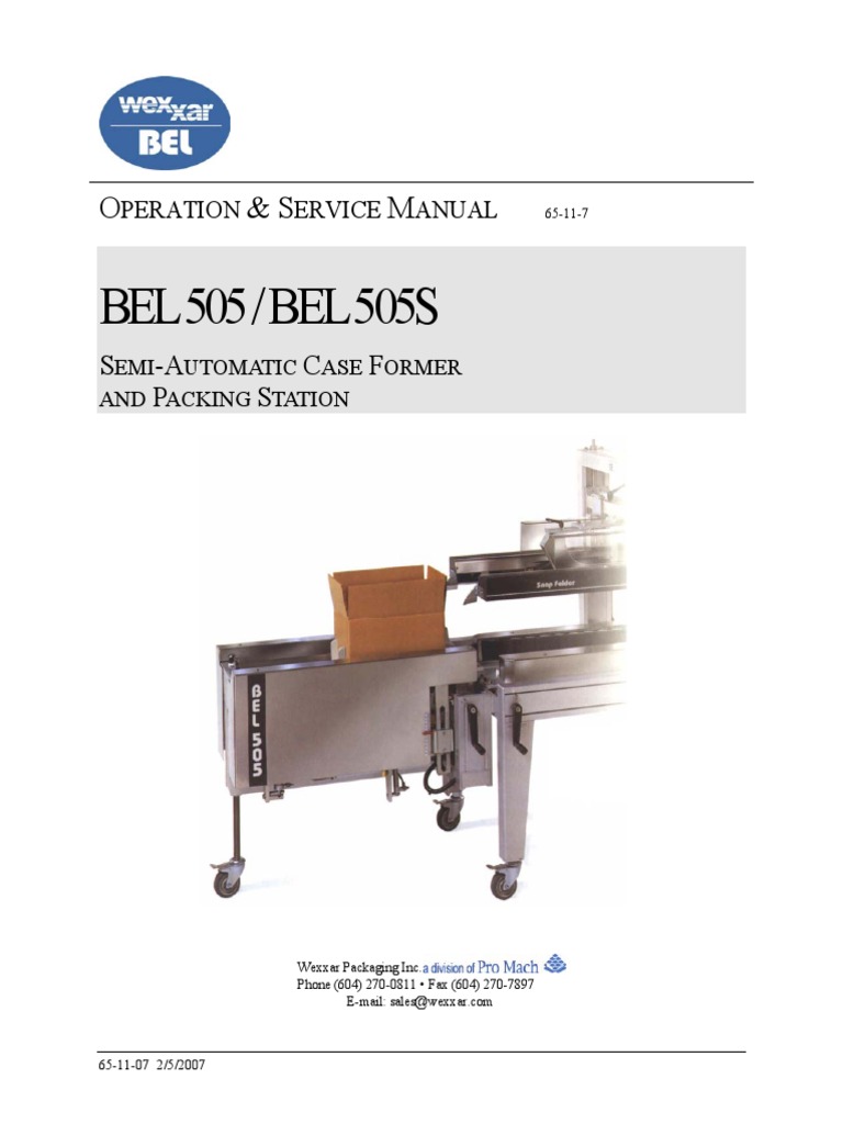 Bel505 505xl Operators Manual | PDF | Switch | Valve