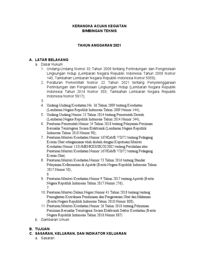 KAK Bimtek Sampah | PDF