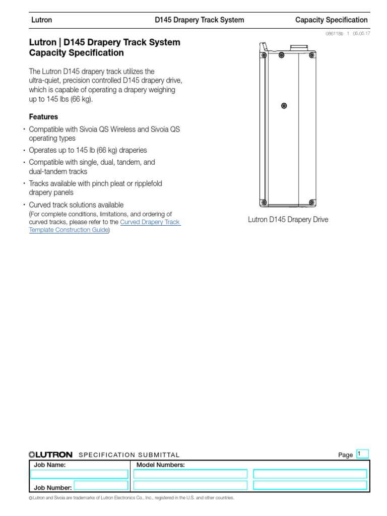D145 Drapery Track System Capacity 086118 | PDF | Home & Garden