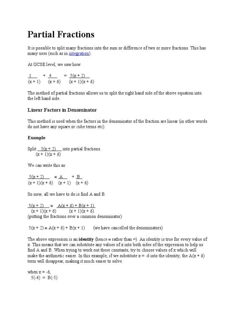 An In-Depth Guide to Partial Fraction Decomposition | PDF ...
