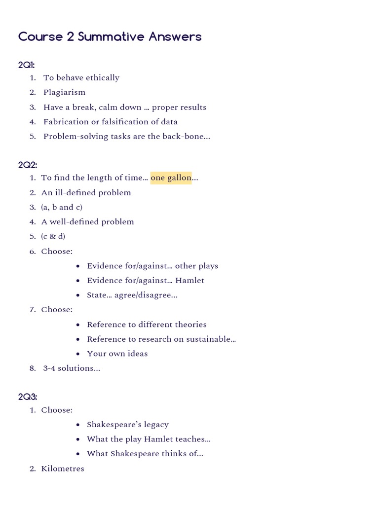 Course 2 Summative Answers | PDF | Argument | Evidence