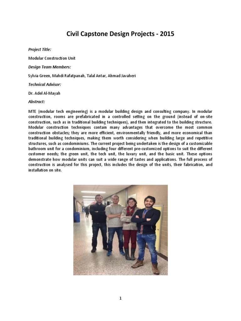 Civil Capstone Design Projects - 2015: Project Title | PDF | Civil ...