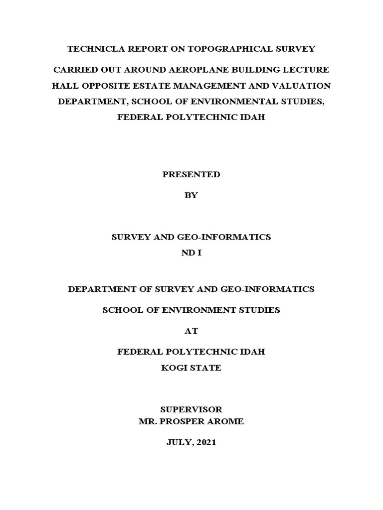 Technical Report On Topographic | PDF | Surveying | Scientific Observation