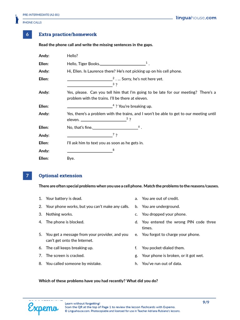 Phone-Calls Homework | PDF