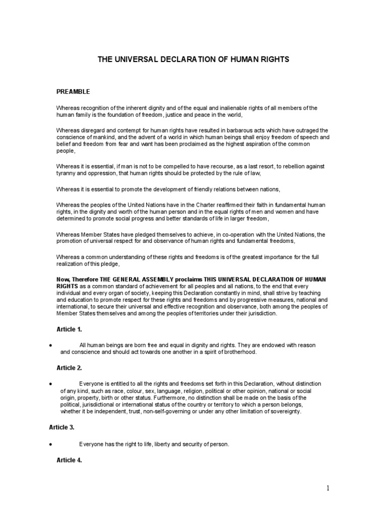 The Universal Declaration of Human Rights | Download Free PDF | Human ...