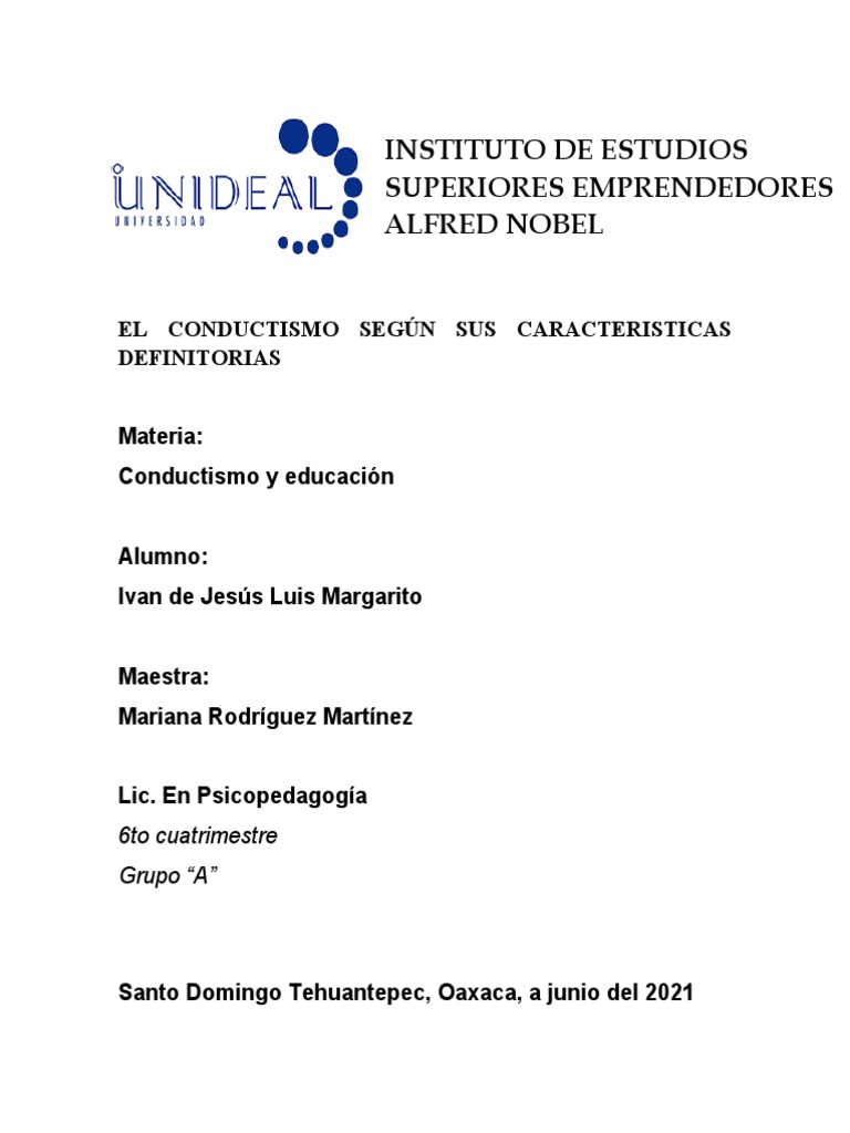 El Conductismo Según Sus Caracteristicas Definitorias | PDF ...