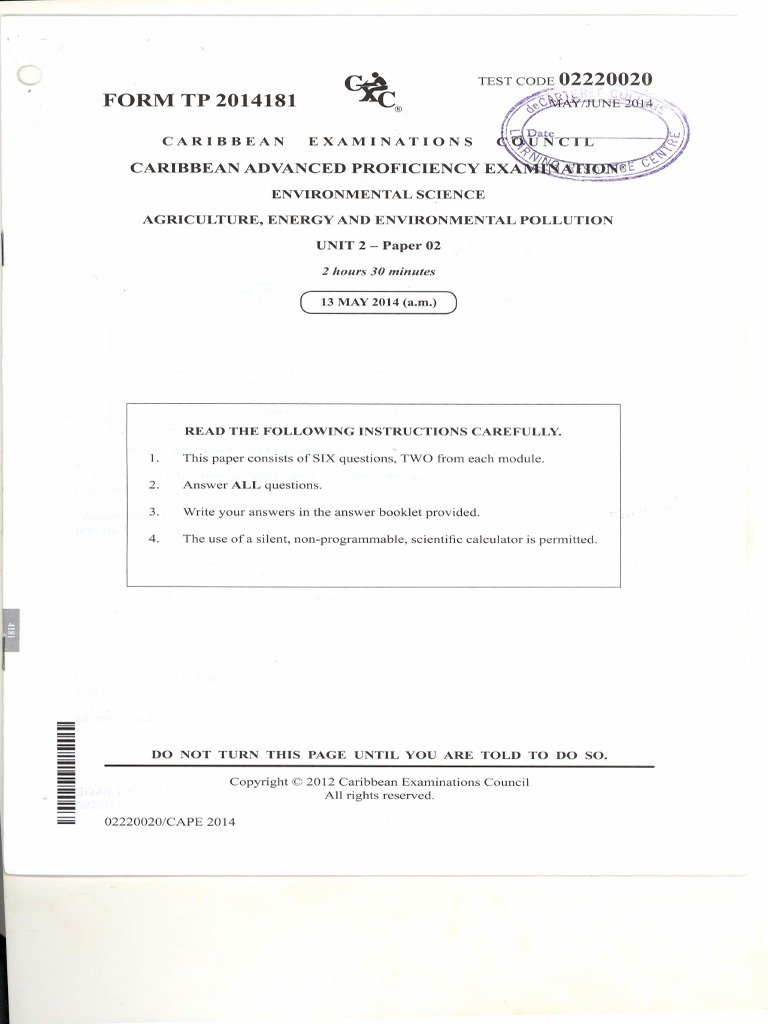 Cape Environmental Science Unit 2 Paper 2 PDF Free | PDF