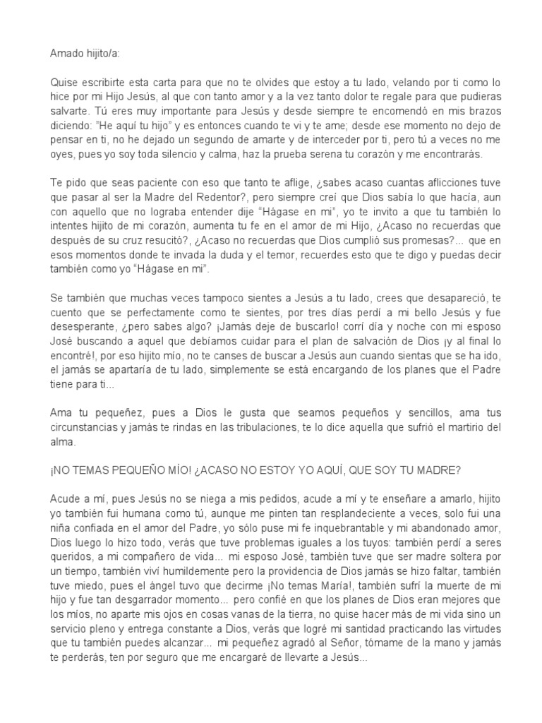 Carta de María | PDF | María, madre de Jesús | Jesús