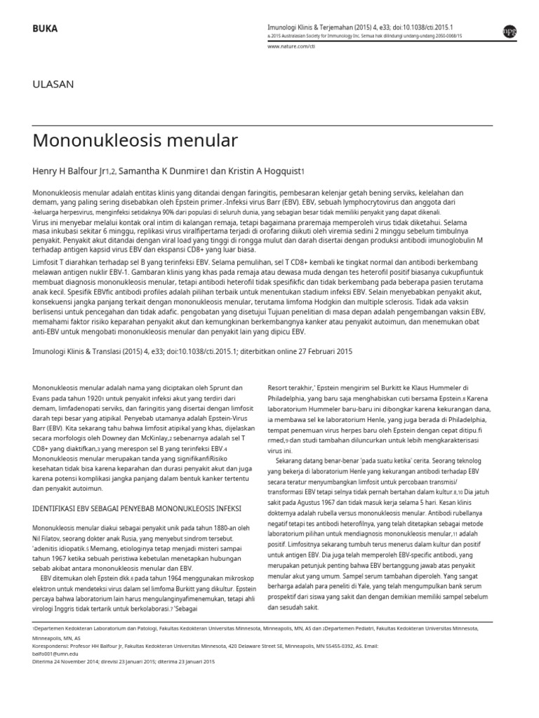 Infectious Mononucleosis - En.id | PDF