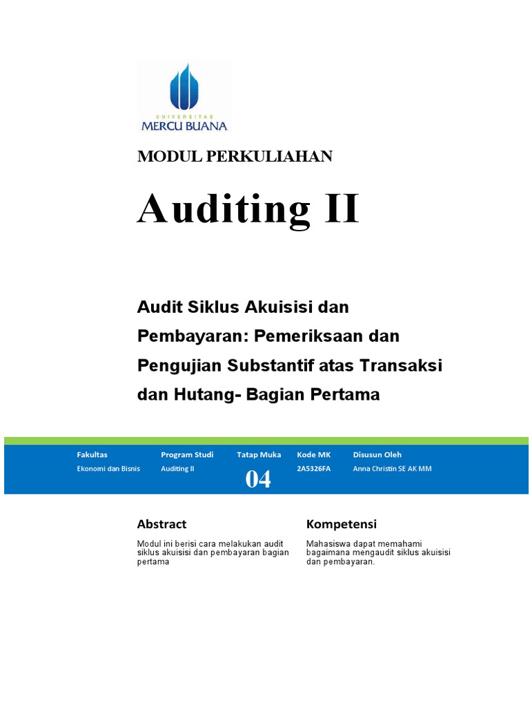 Modul Auditing II (TM4) | PDF