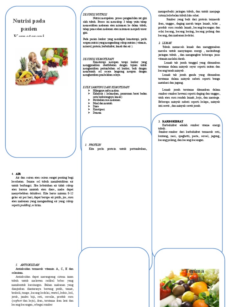 Leaflet Nutrisi Pada Pasien Kemo | PDF