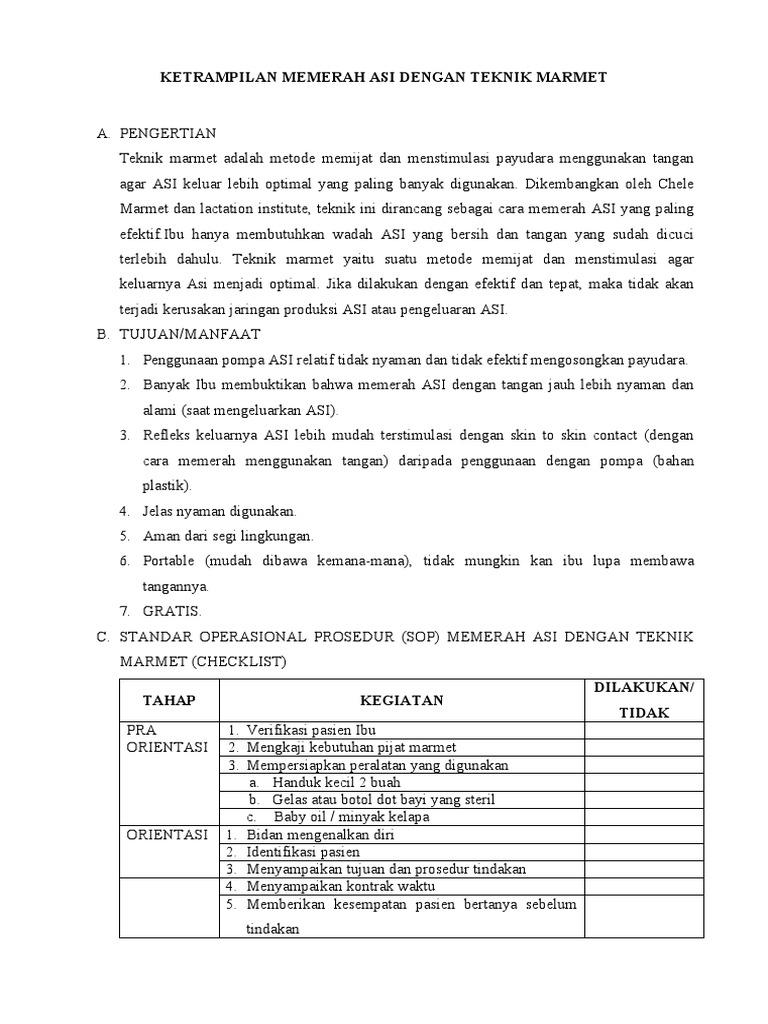 Teknik Marmet Memerah ASI Secara Alami dan Efektif | PDF
