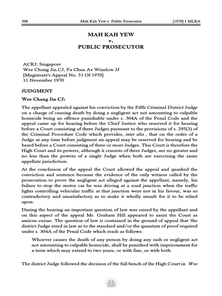 Mah Kah Yew V PP | PDF | Court Of Appeal Of Singapore | Precedent