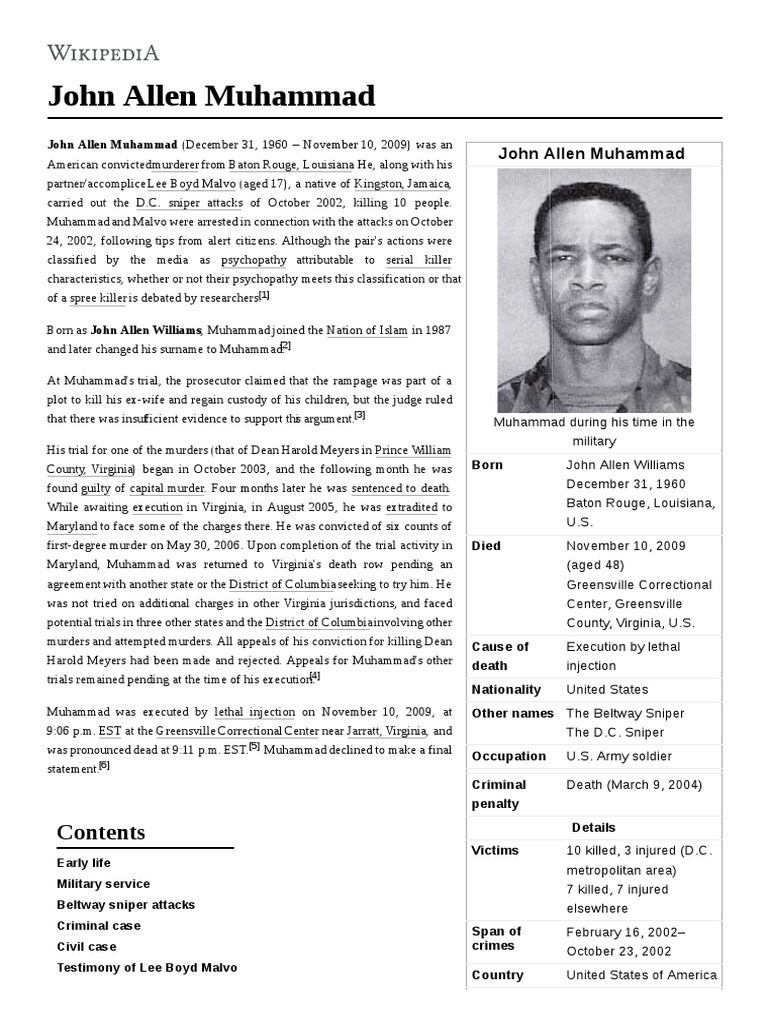 John Allen Muhammad | PDF | Crime & Violence | Crime Thriller