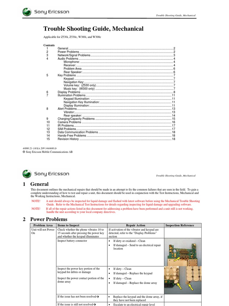 Trouble Shooting Guide, Mechanical | PDF | Electrical Connector | Switch