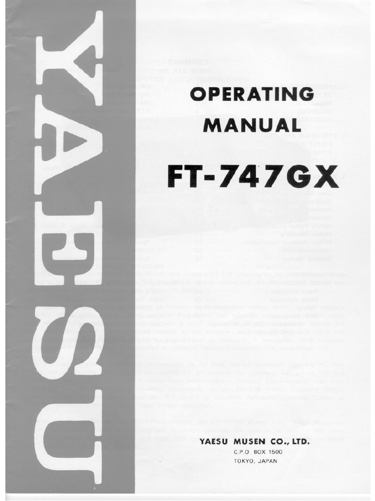 Yaesu FT 747gx User Manual PDF