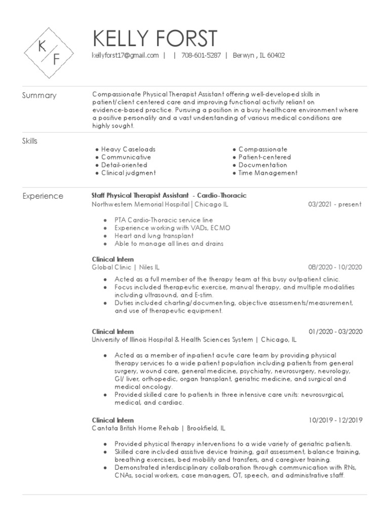 Pta Resume 1 | Download Free PDF | Physical Therapy | Health Sciences