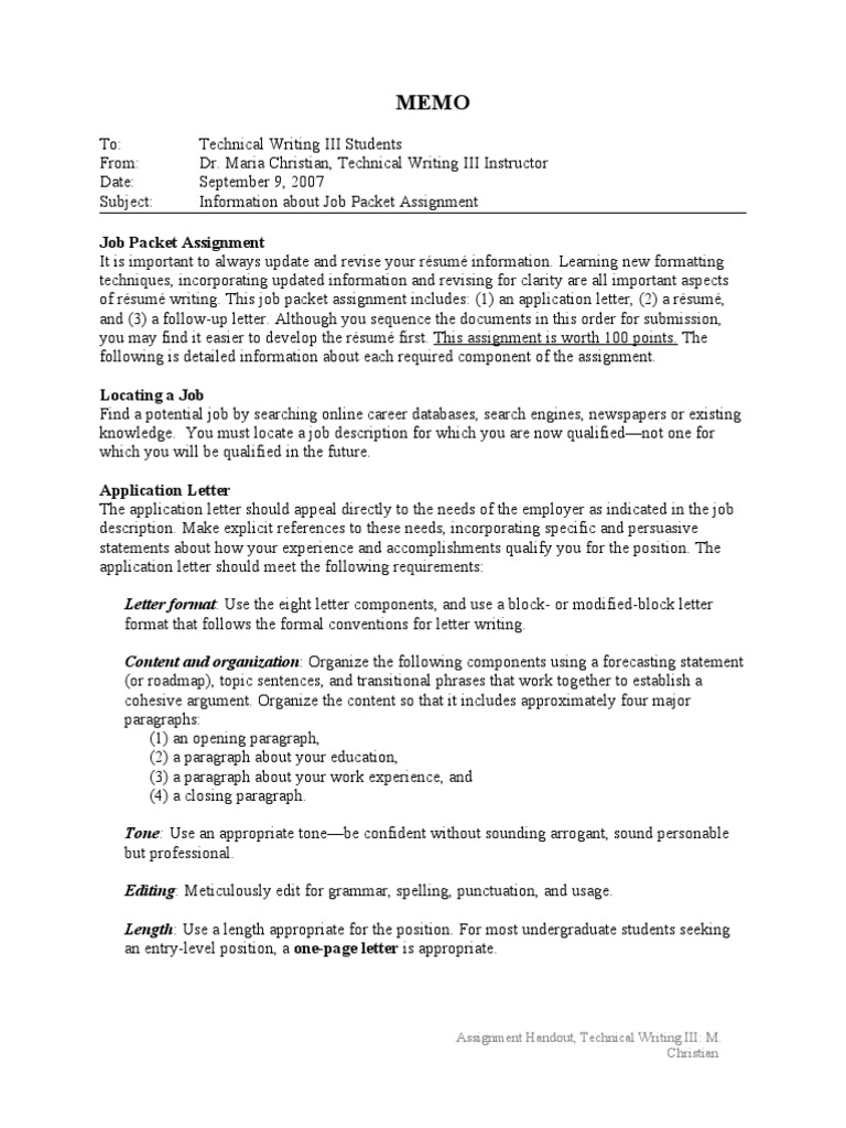 Job Packet | PDF | Résumé | Paragraph