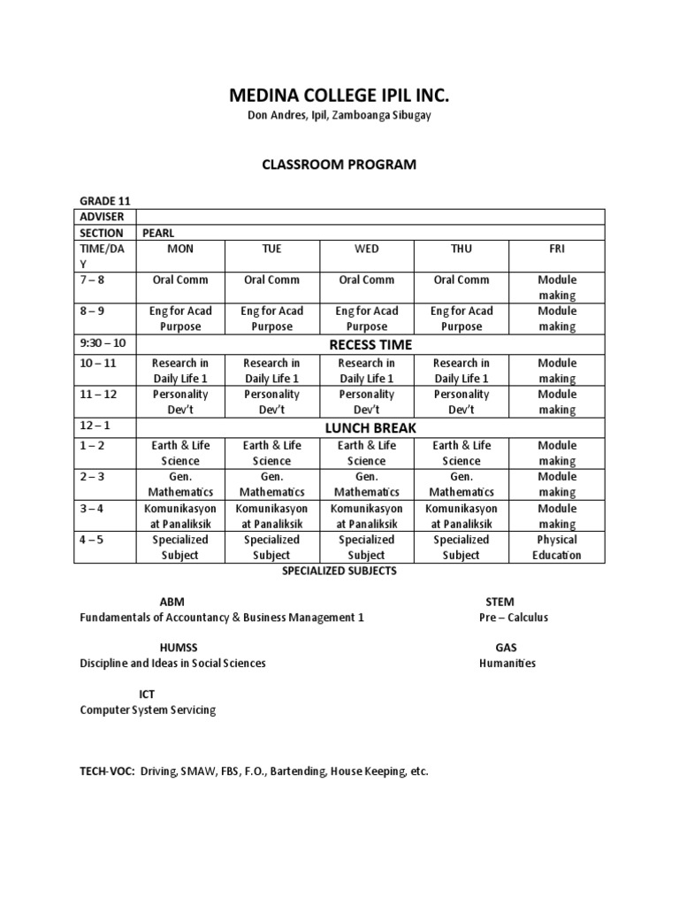 Classroom Program Shs | Download Free PDF | Science, Technology ...