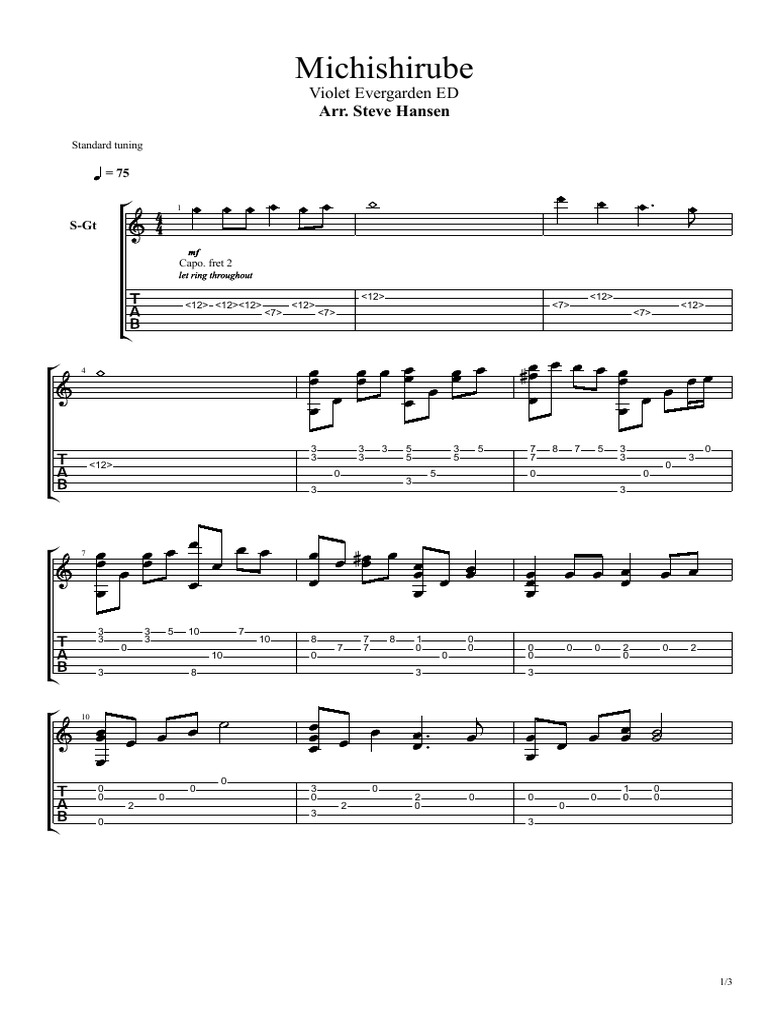 Guitar Tab for Violet Evergarden ED | PDF | String Instruments | Guitar ...