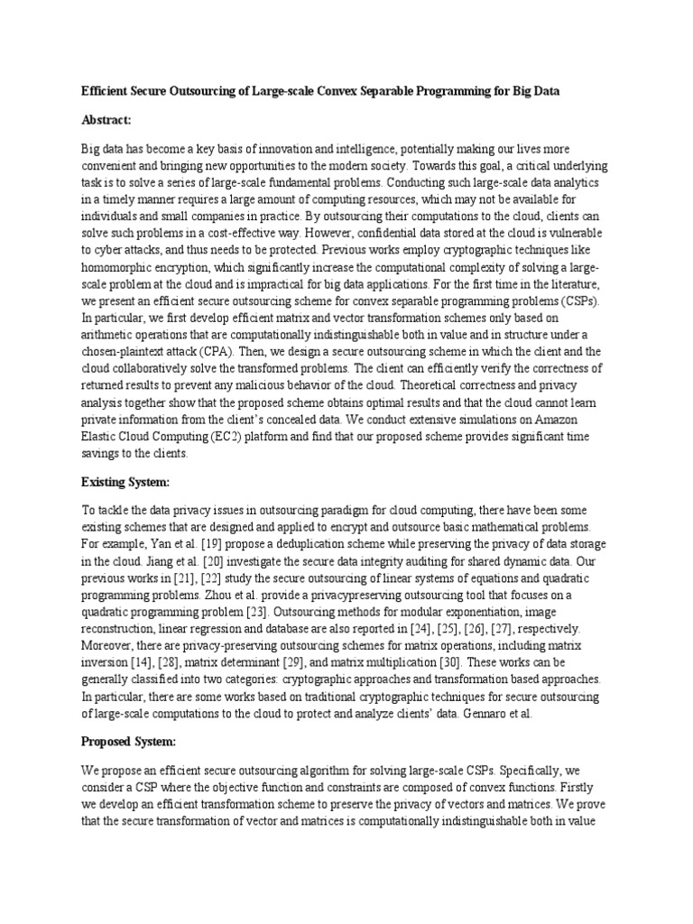 31 Efficient Secure Outsourcing of Large | PDF | Matrix (Mathematics) | Cloud Computing