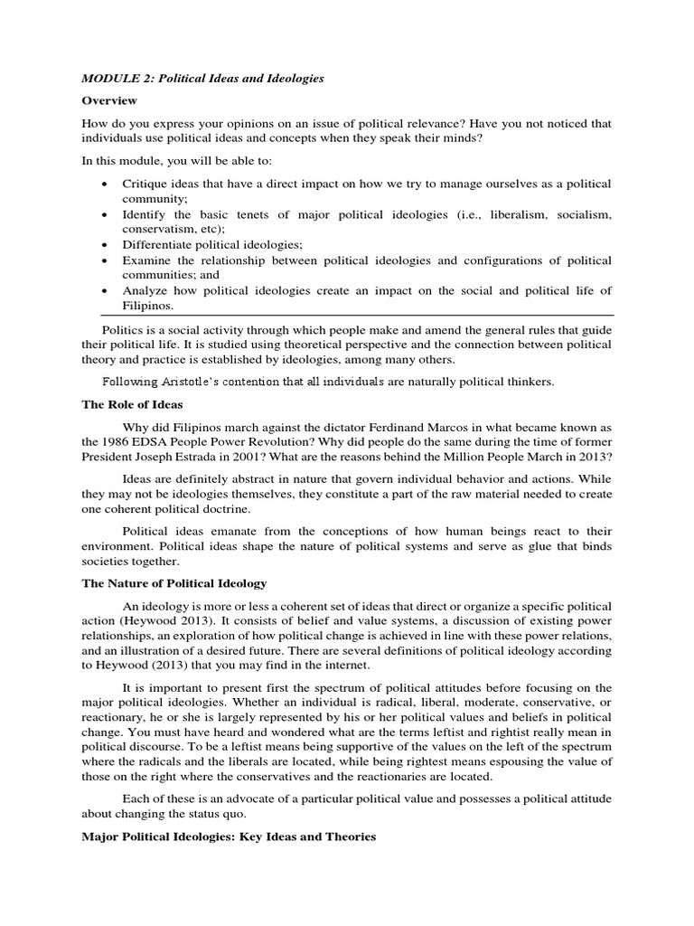 MODULE 2: Political Ideas and Ideologies | PDF | Fascism | Ideologies