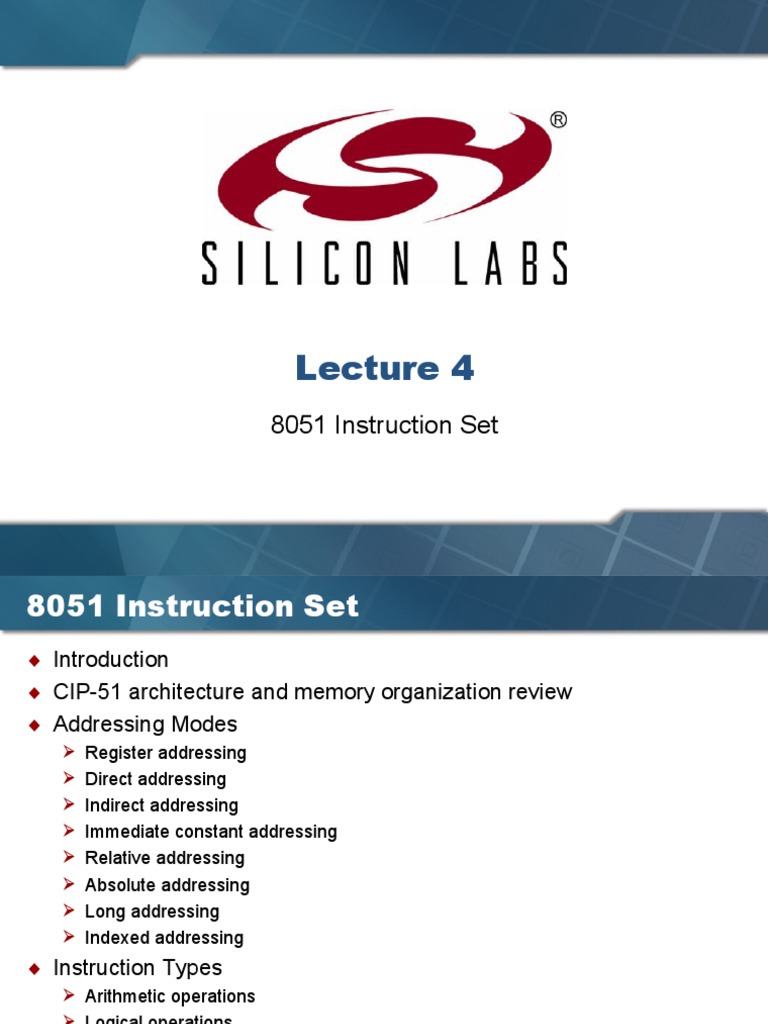 8051 Instruction Set Rv01 | PDF | Arithmetic | Computer Architecture
