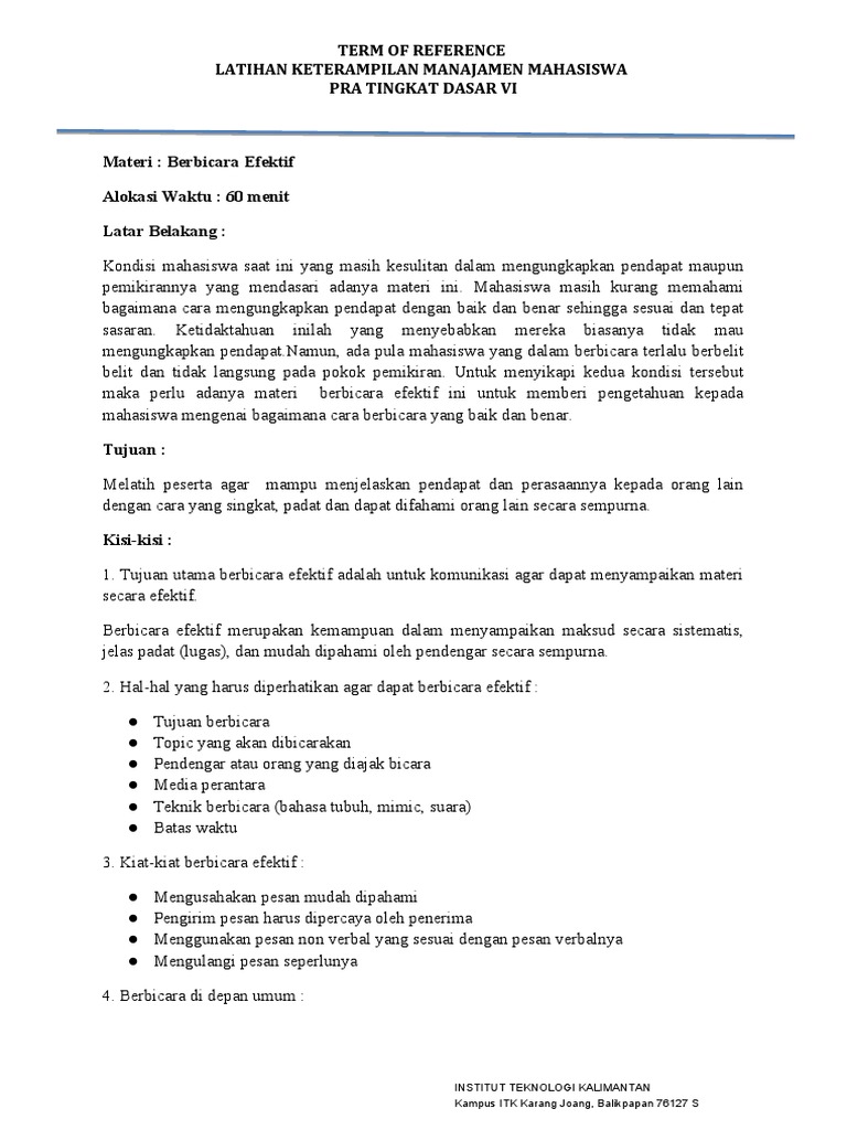 Tor Berbicara Efektif LKMM Pra TD | PDF