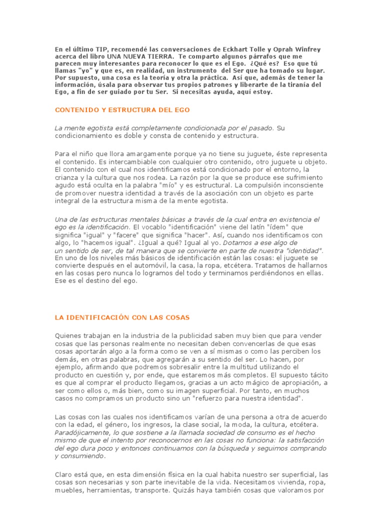 Estructura Del EGO | PDF | Mente | Vida