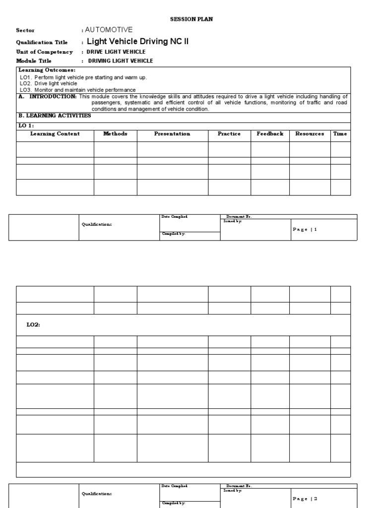 Light Vehicle Driving NC II: Automotive | PDF | Educational Psychology ...