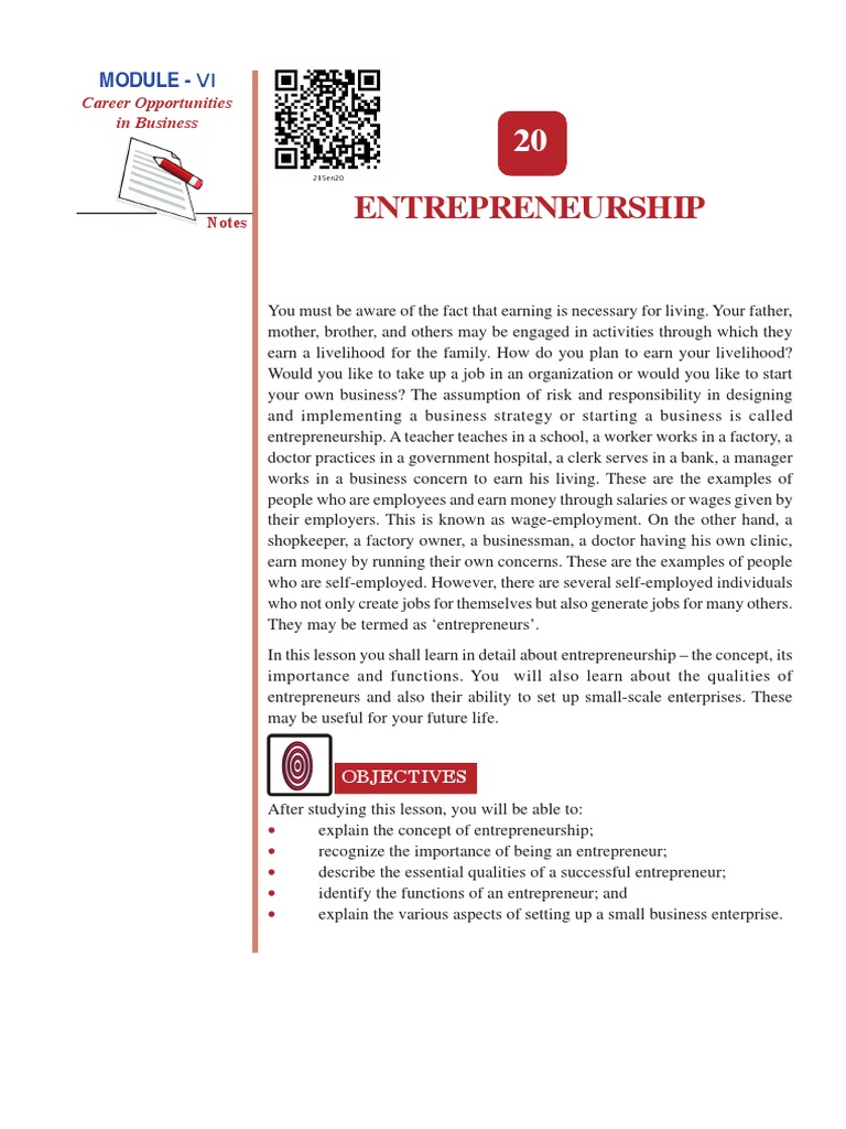 Entrepreneurship: Module | PDF | Entrepreneurship | Business