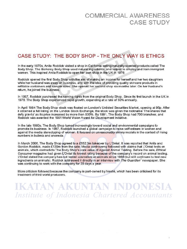 Contoh Case Study 1 - The Body Shop | PDF