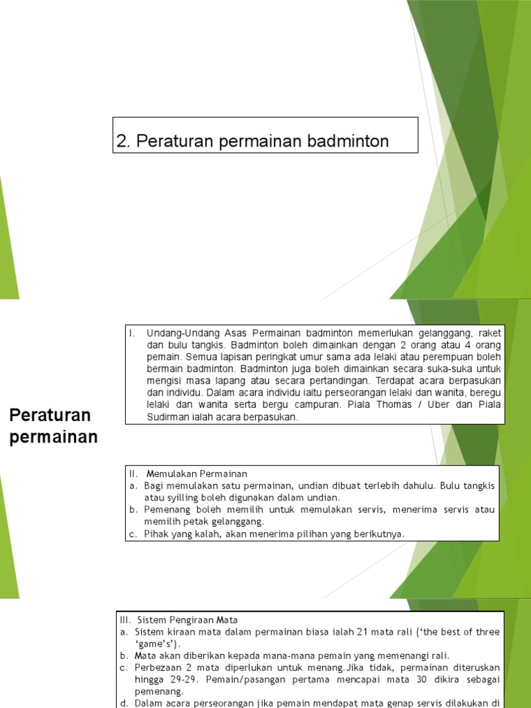 Peraturan Permainan Badminton | PDF